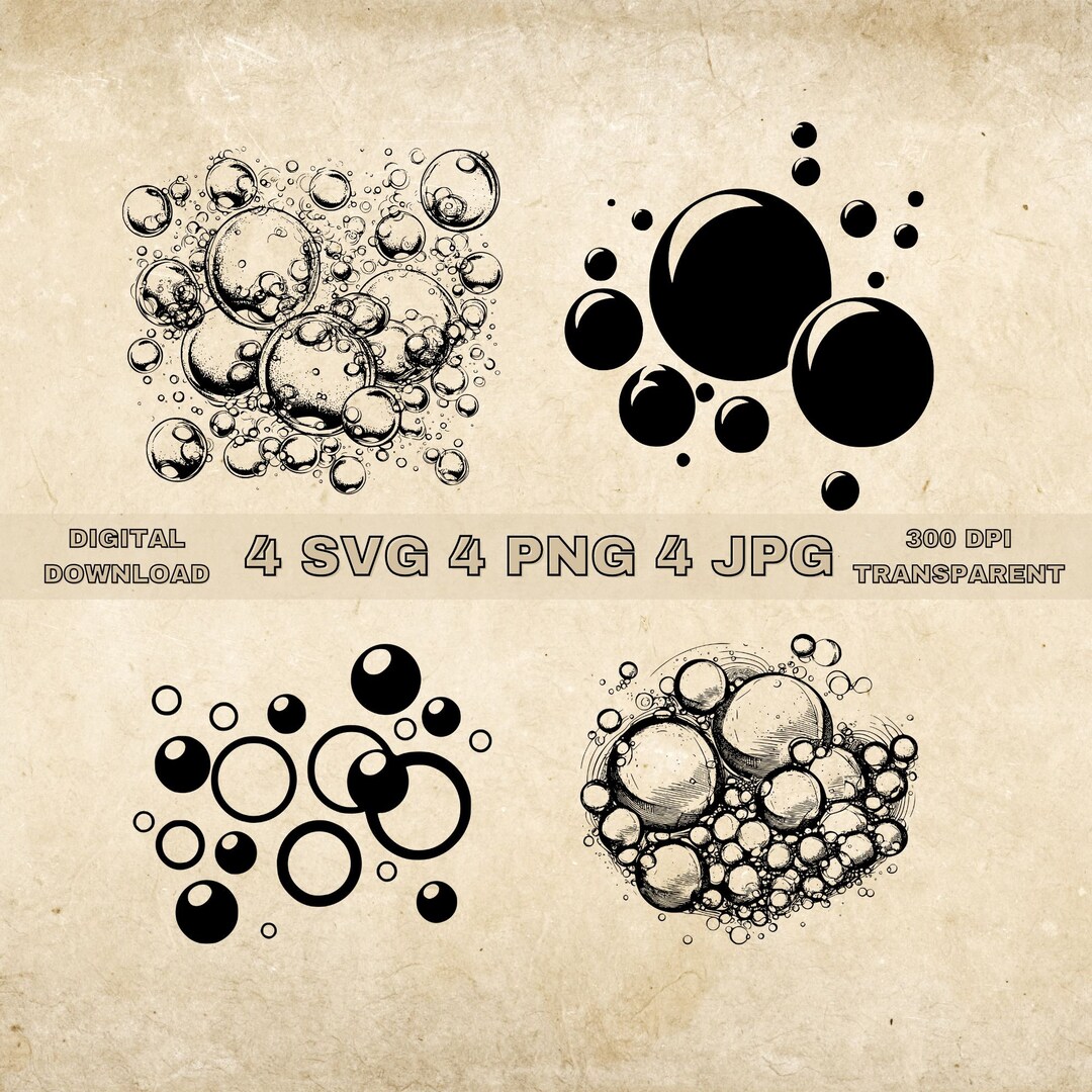 Bubbles SVG Bundle, PNG, Bubbles Clipart, Hand Drawn Bubbles Vector ...