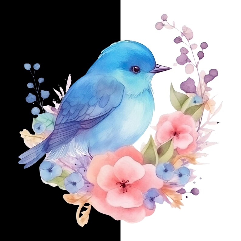 Blue Birds Clipart, Watercolor Blue Bird PNG Files, Cute Birds Clip Art ...