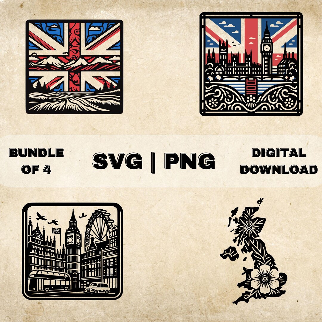 United Kingdom SVG Bundle, UK Flag Clipart, Great Britian, British Map ...