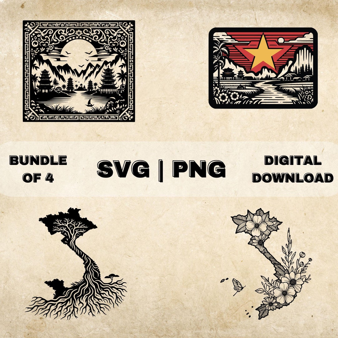 Vietnam Map SVG Bundle, Vietnamese Clipart, Vietnam Country, Flag ...