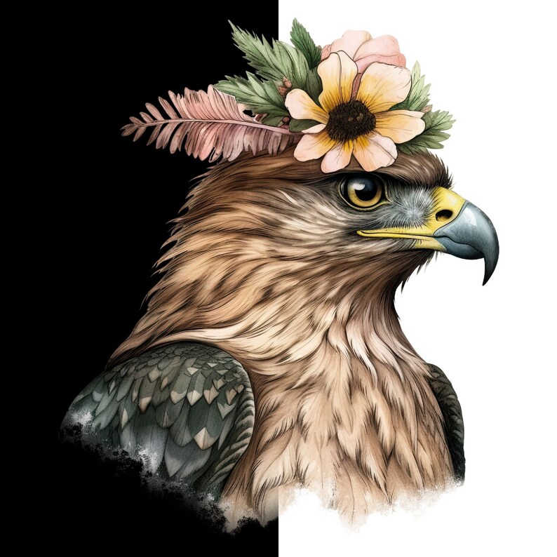 Floral Hawk Clipart Hawk PNG Files for Sublimation Hawks - Etsy