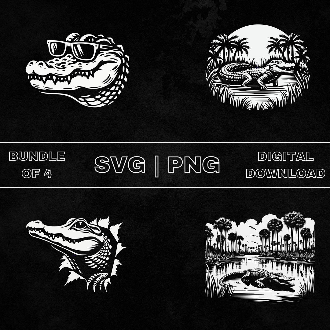 Alligator SVG Bundle, Crocodile Clipart, Hand Drawn Alligator Lover ...