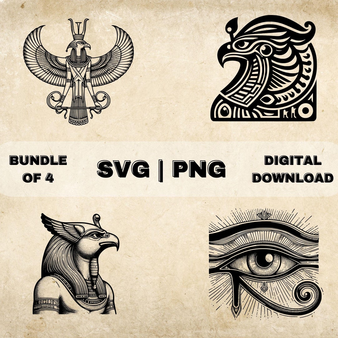 Horus SVG Bundle, Eye of Horus Clipart, Hand Drawn Ancient Egyptian God ...