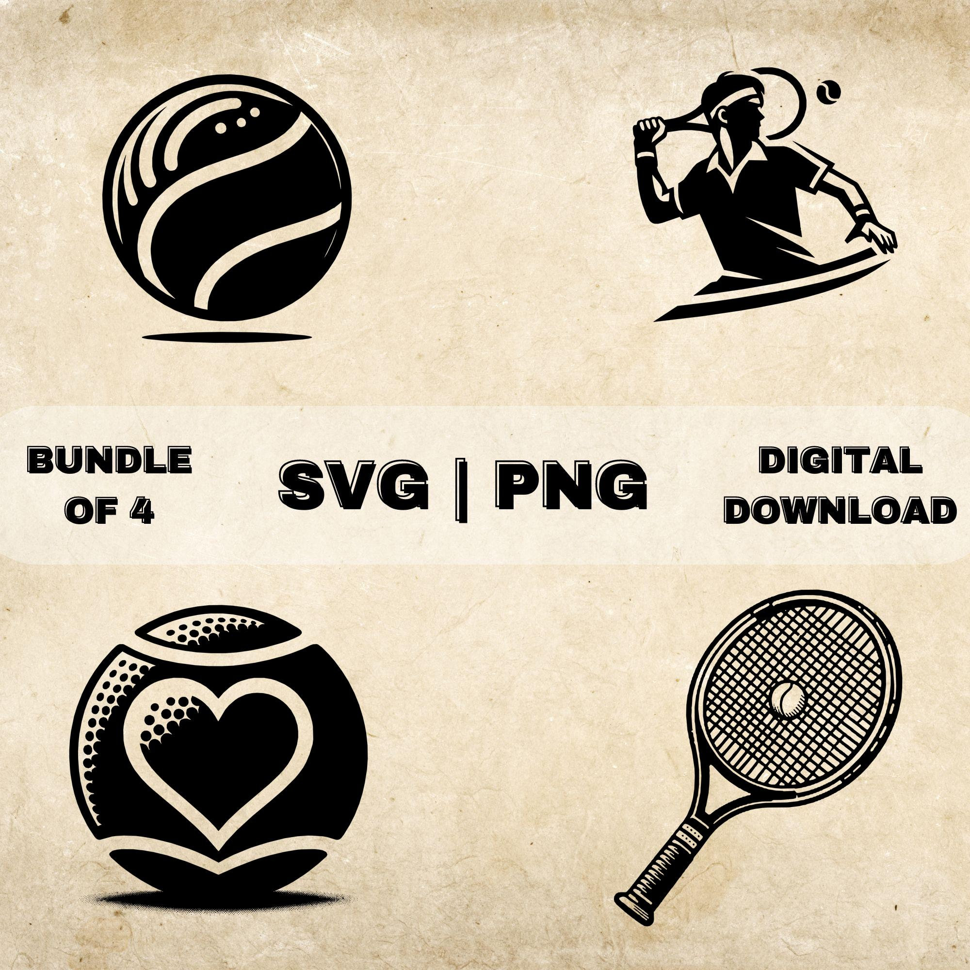Tennis SVG Bundle, Tennis Ball Clipart, Hand Drawn Tennis Theme Vector ...
