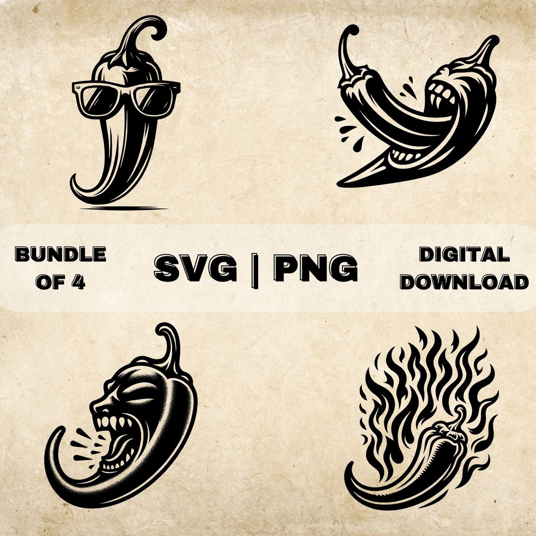 Chili Pepper SVG Bundle, Chili Pepper Clipart, Hand Drawn Chili Pepper ...