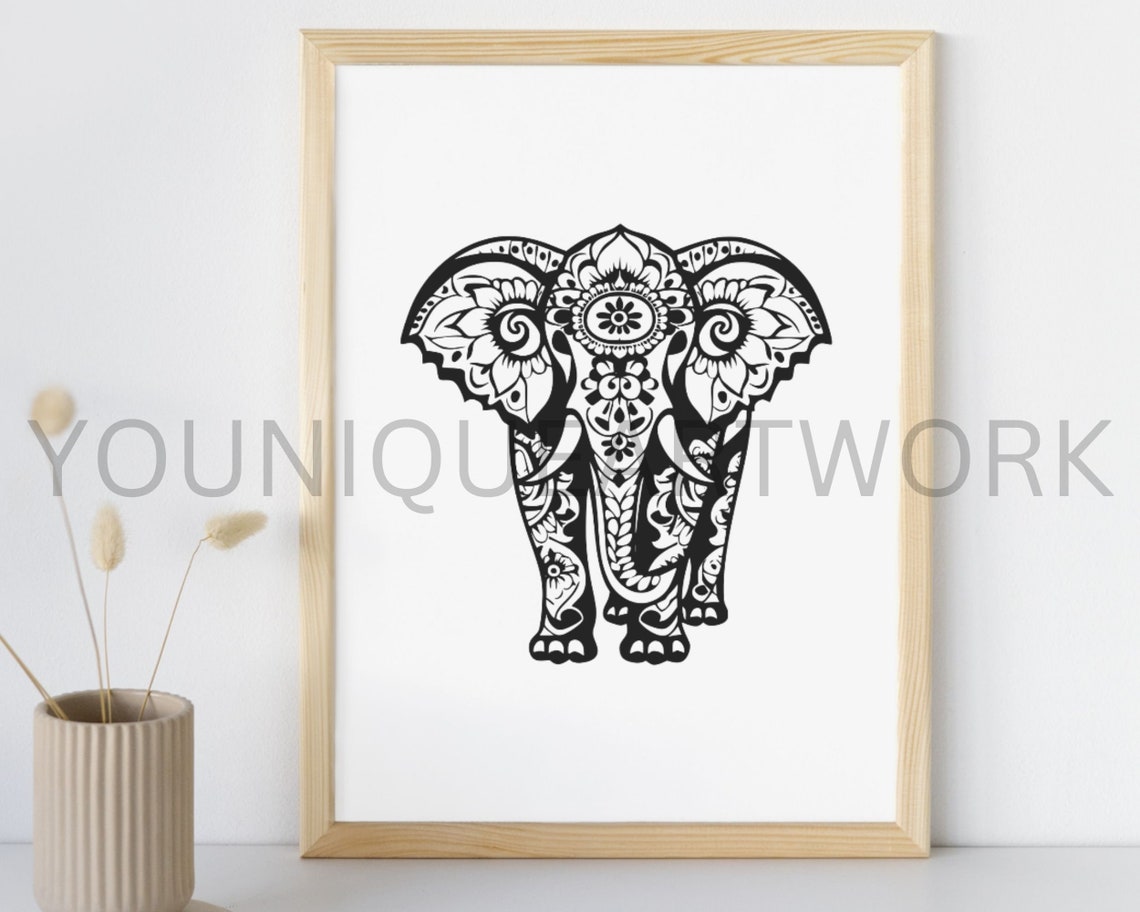 Floral Elephant SVG Bundle PNG Elephant Clipart Hand Drawn - Etsy