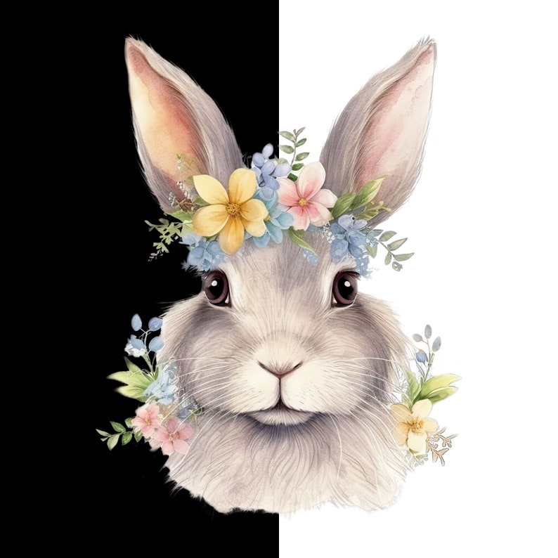 Floral Hare Clipart Hare PNG Files for Sublimation Hare Clip - Etsy