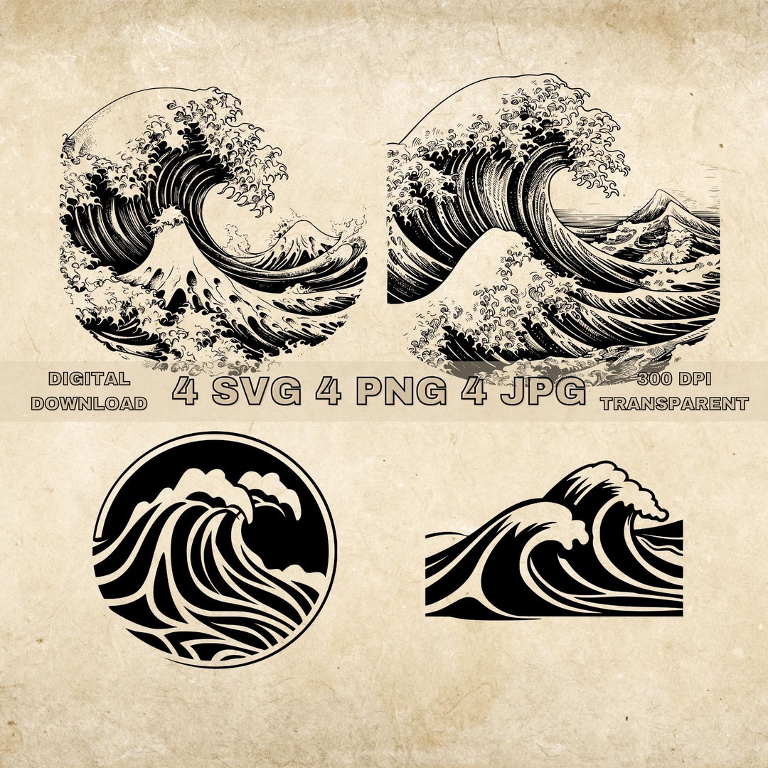 Ocean Waves SVG Bundle, PNG, Sea Waves Clipart, Hand Drawn Wave Vector ...