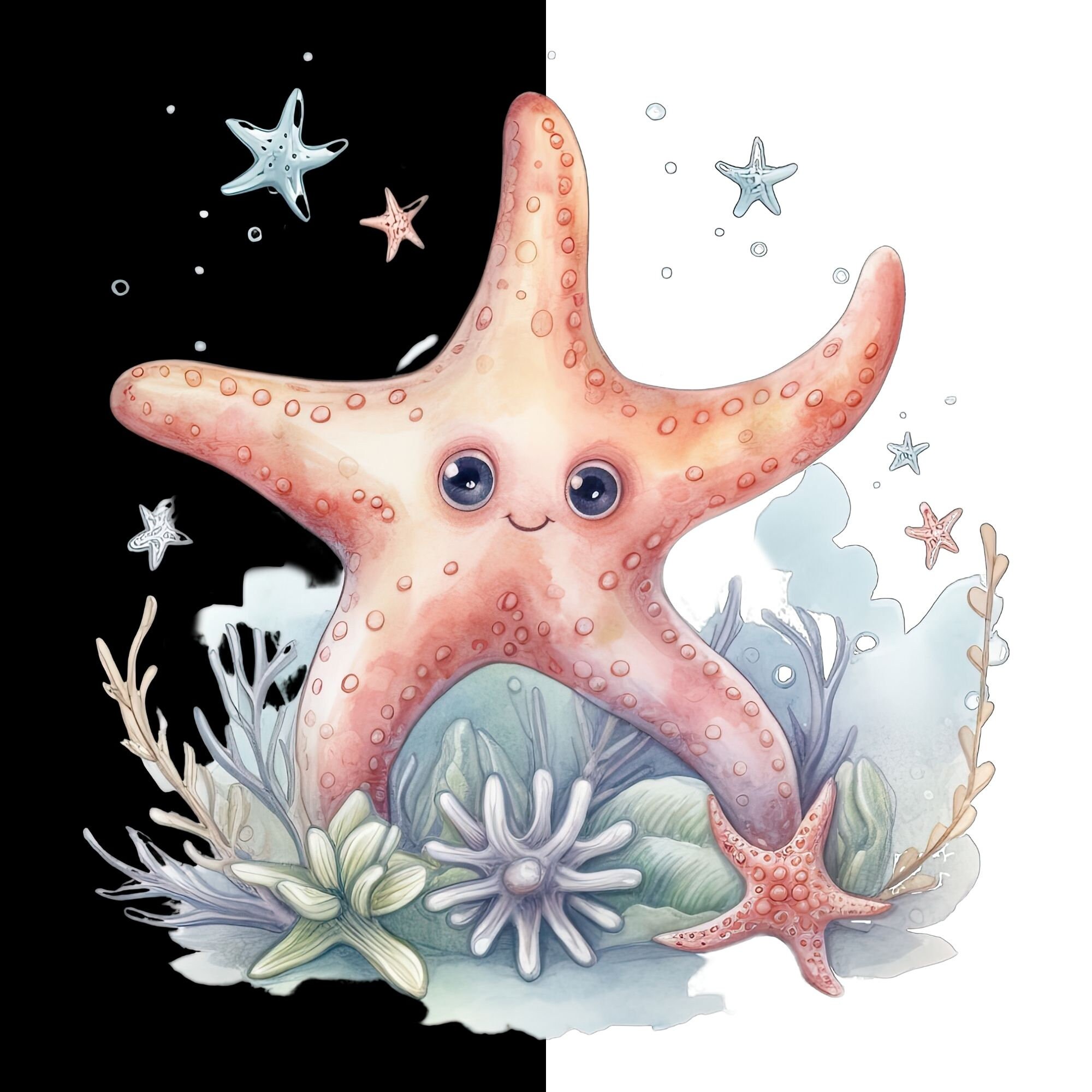 Starfish Clipart, Watercolor Ocean PNG Files for Sublimation, Nautical ...
