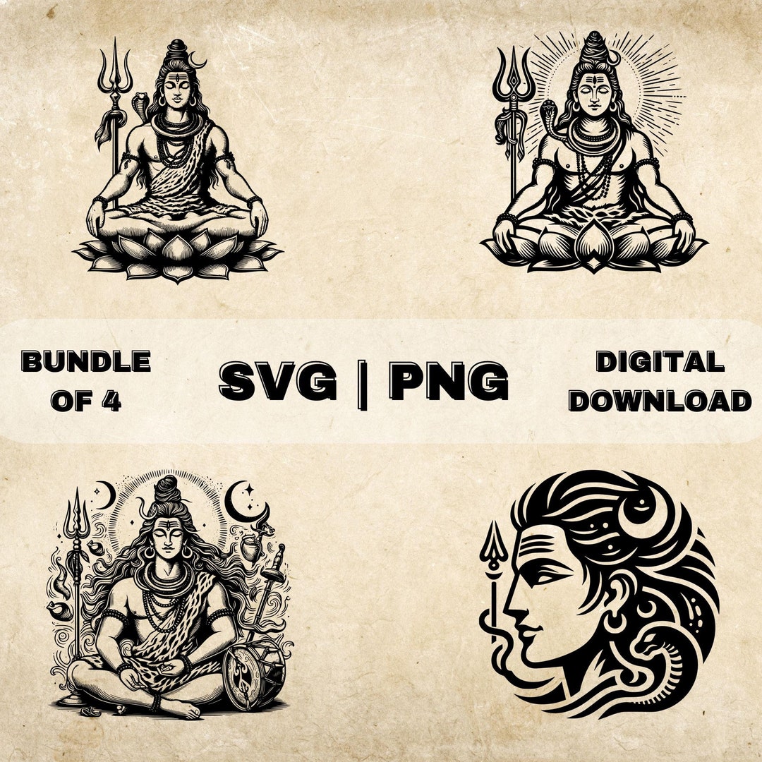 Lord Shiva SVG Bundle, Hindu God Clipart, Hand Drawn Indian Art ...
