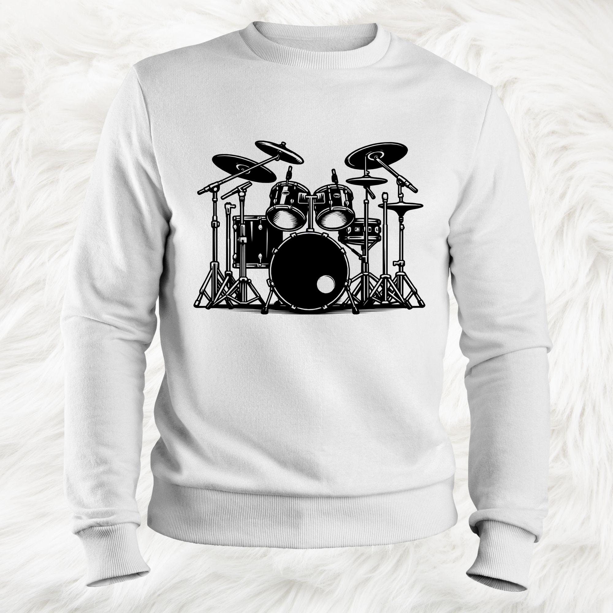 Drum Set SVG Bundle, Drummer Clipart, Hand Drawn Drumming Theme Vector ...
