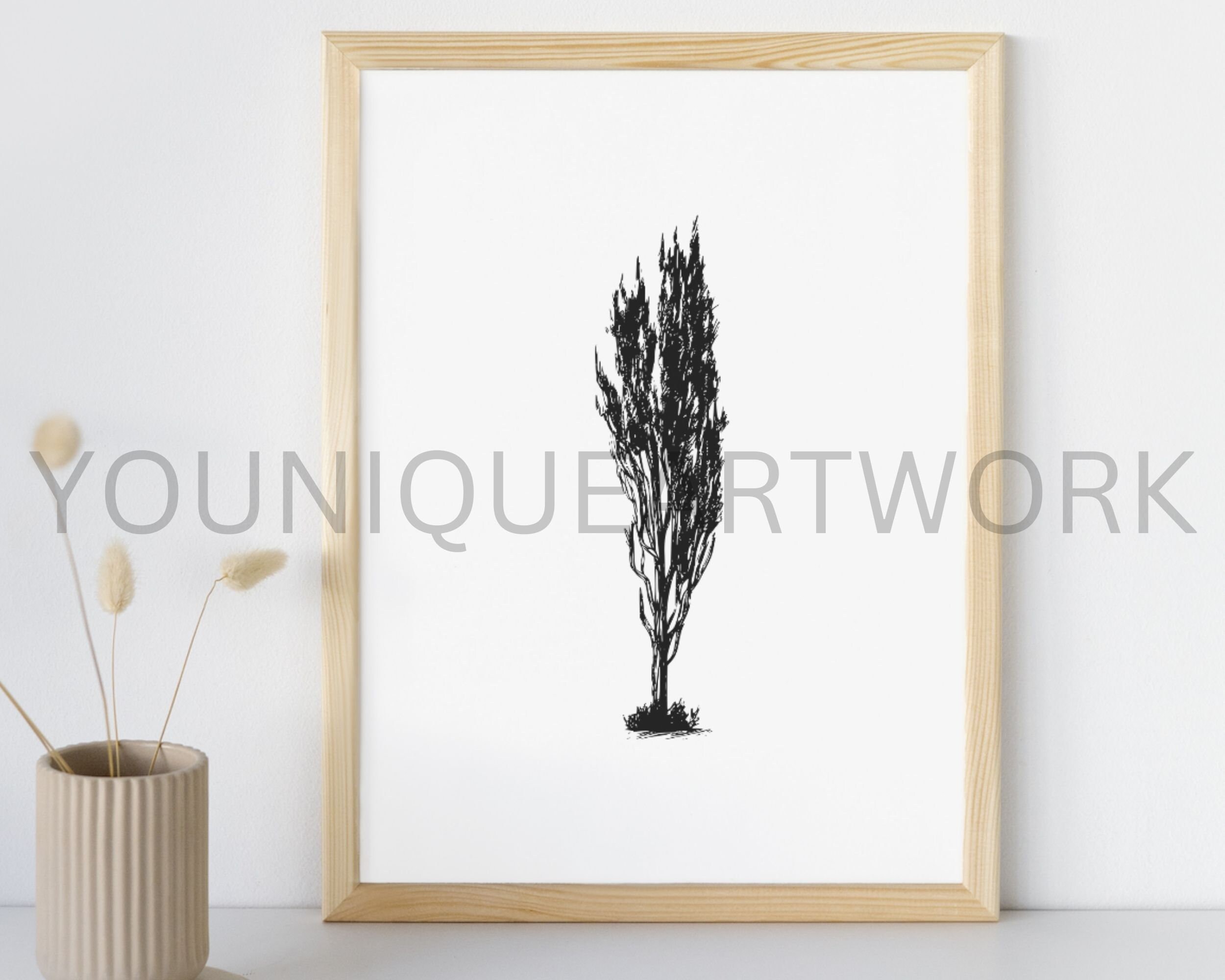 Cypress SVG Bundle, PNG, Trees Clipart, Hand Drawn Cypress Tree Vector ...