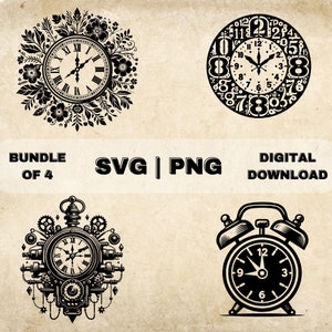 Clock SVG Bundle, Alarm Clipart, Hand Drawn Wall Clock Theme Vector ...