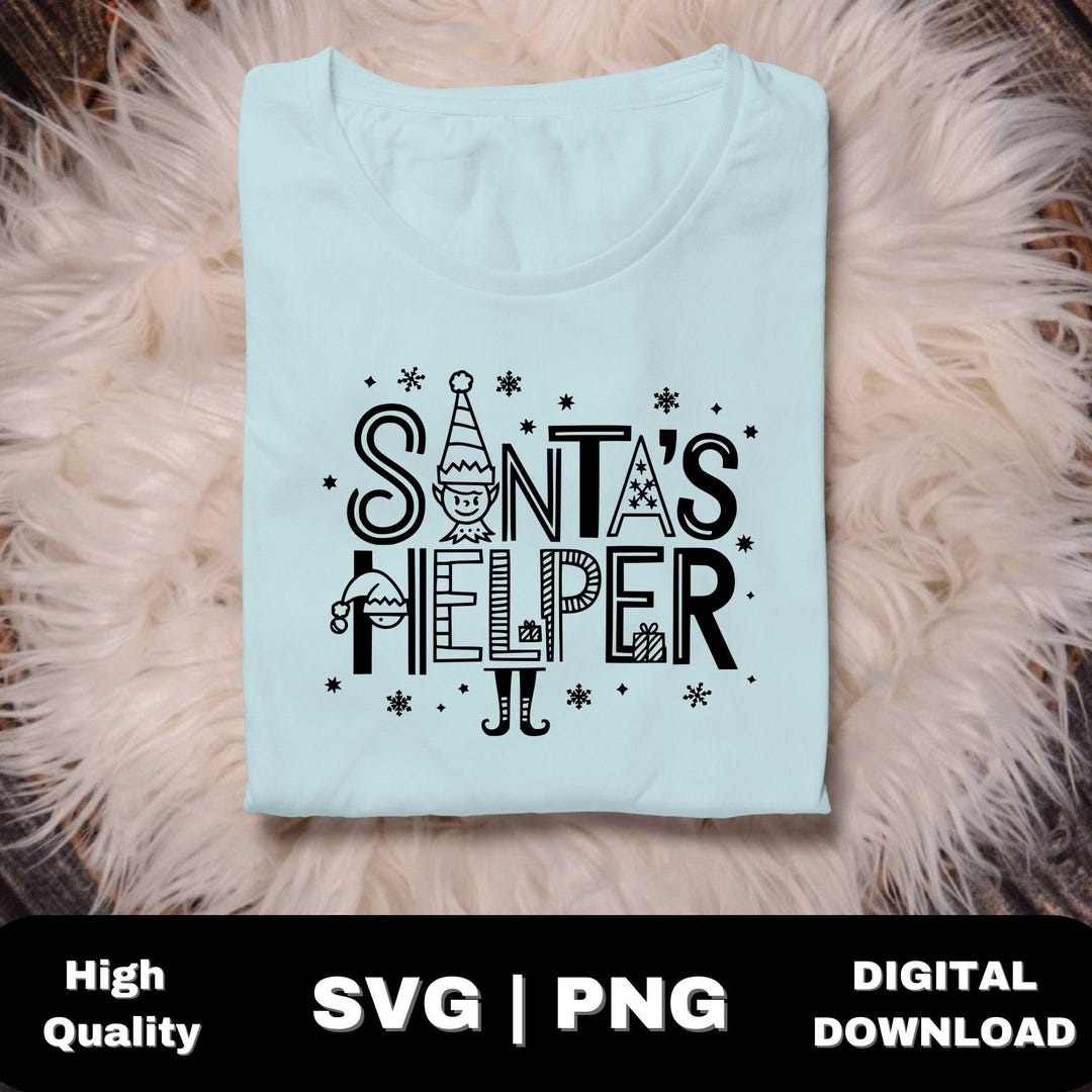 Santa's Helper Christmas Elf SVG PNG Files for Holiday Decor & Crafts ...