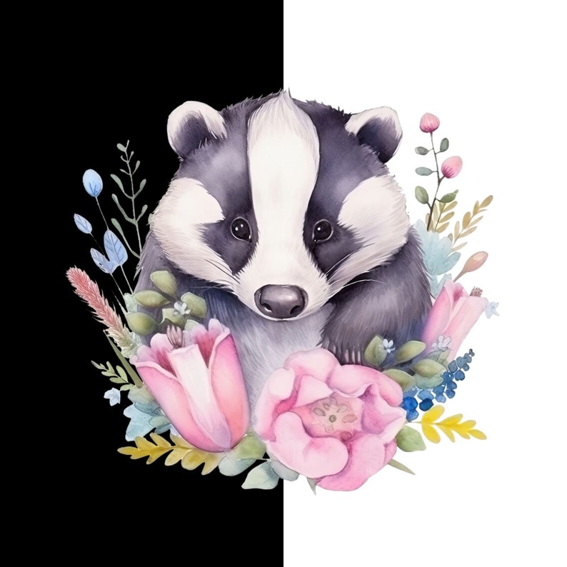 Cute Badger Clipart, Watercolor Badgers PNG Files, Badger Clip Art ...