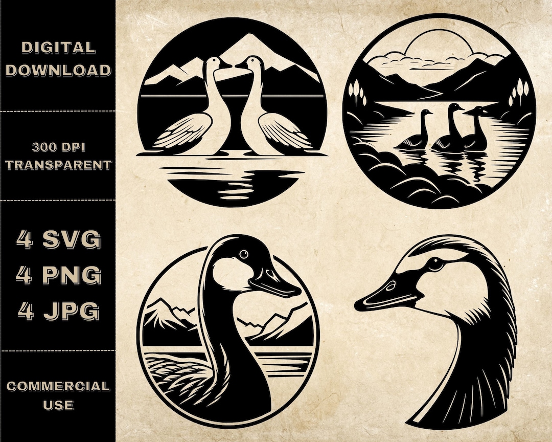Goose SVG Bundle, PNG, Goose Clipart, Hand Drawn Goose Vector ...