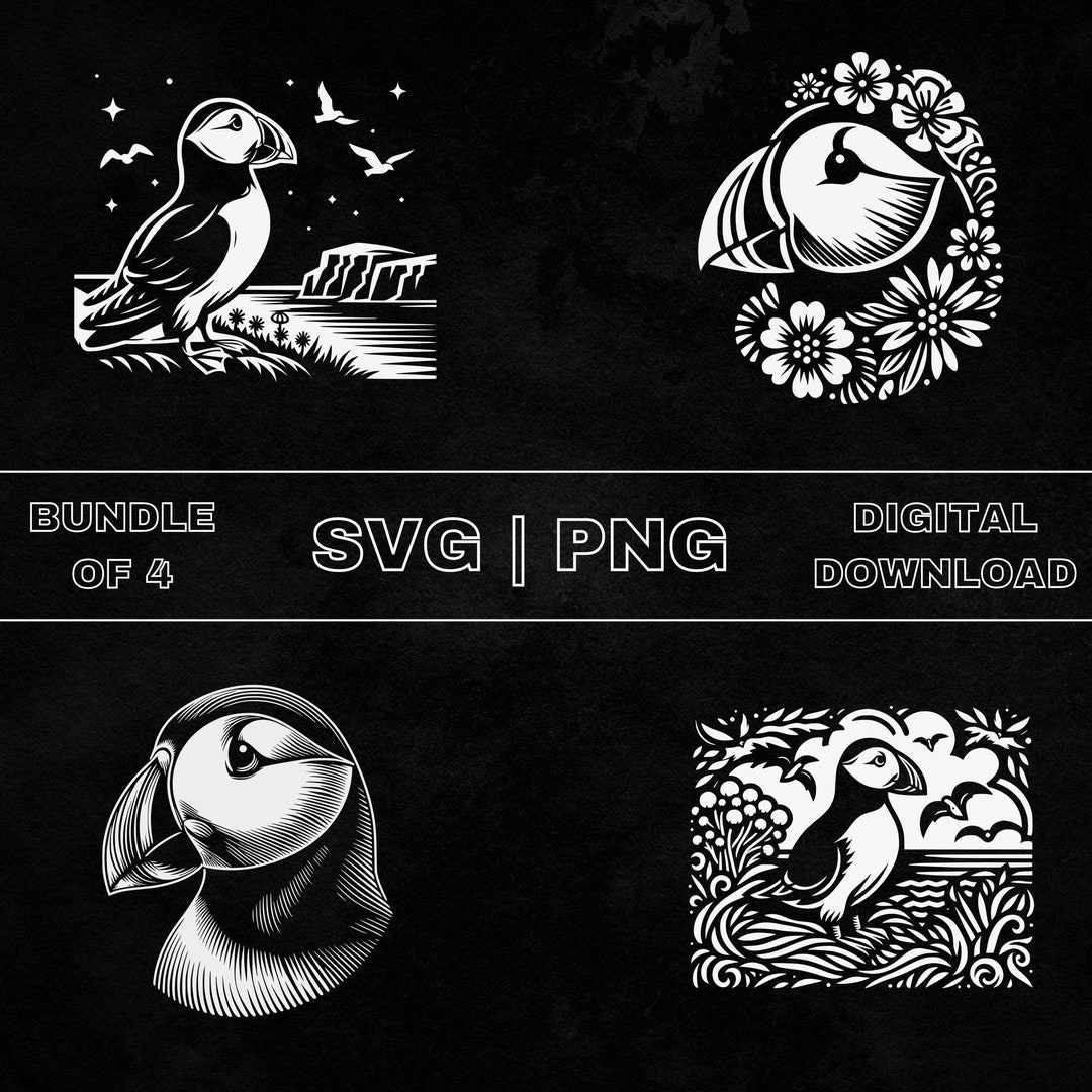 Puffin SVG Bundle, Seabird Clipart, Hand Drawn Puffin Bird Lover Theme ...