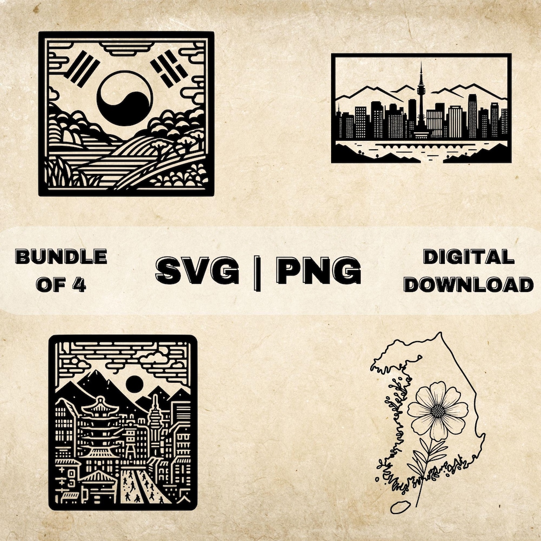 South Korea SVG Bundle, South Korean Flag Clipart, Seoul Map Art Theme ...