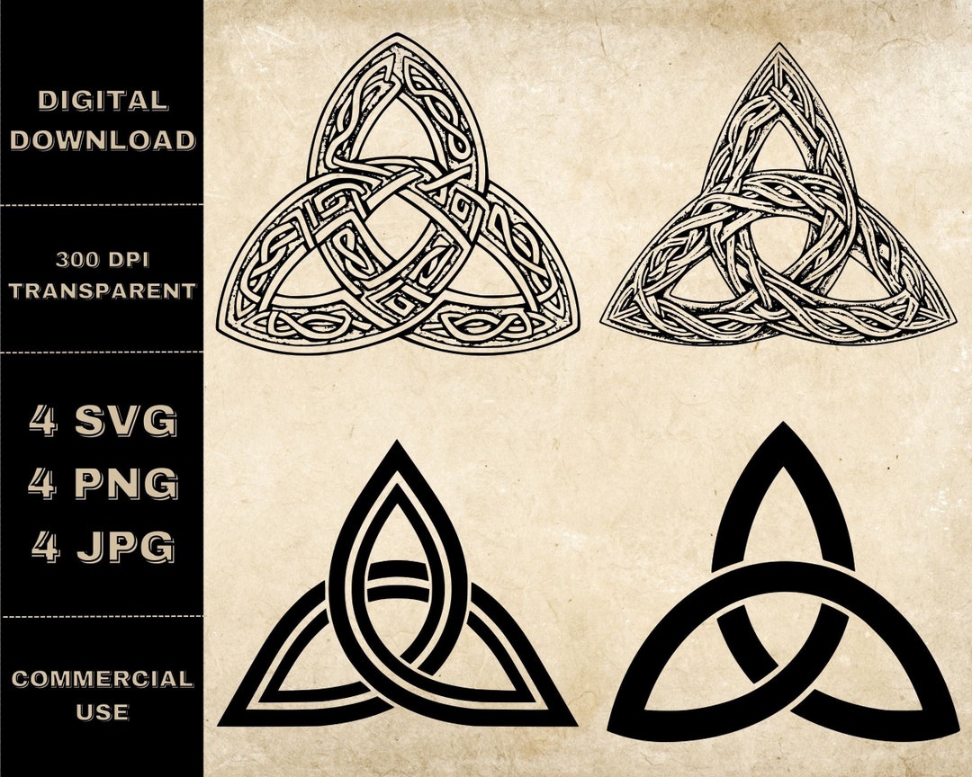 Trinity Knot SVG Bundle, PNG, Celtic Knot Clipart, Hand Drawn Triquetra ...