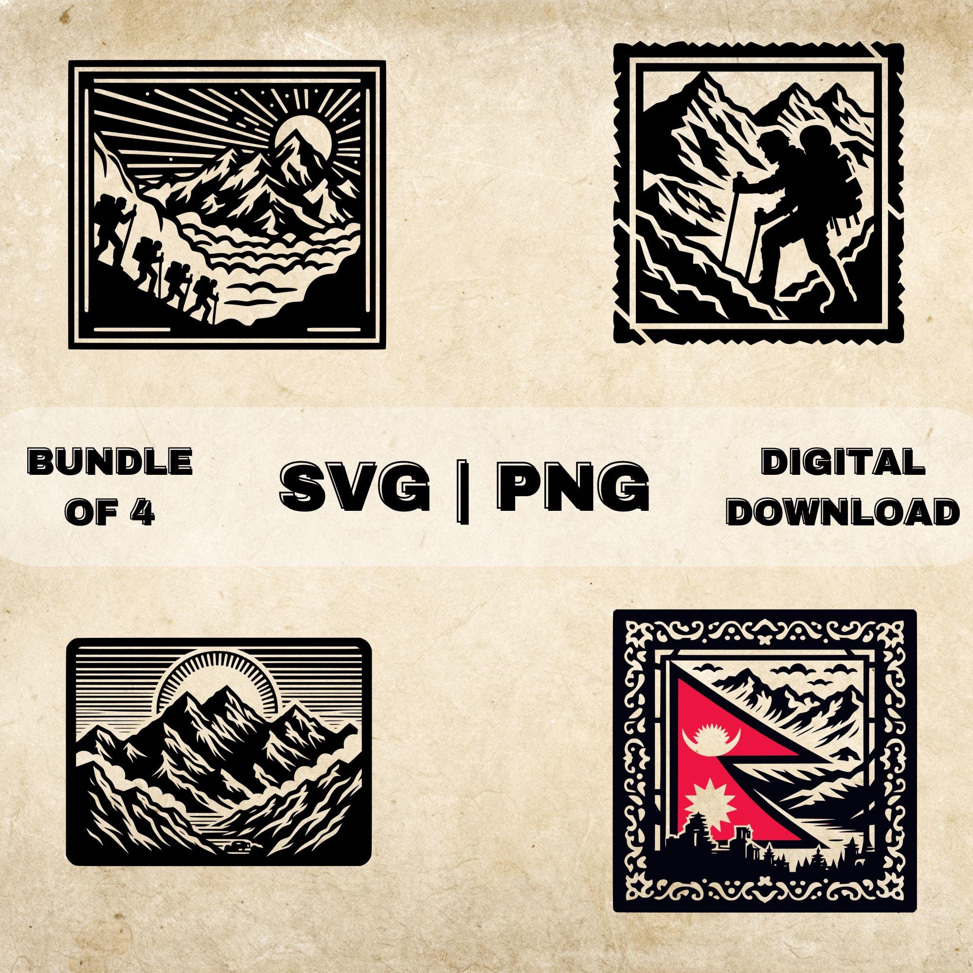 Nepal SVG Bundle, Nepali Flag Clipart, Mount Everest, Mountain Climbing ...