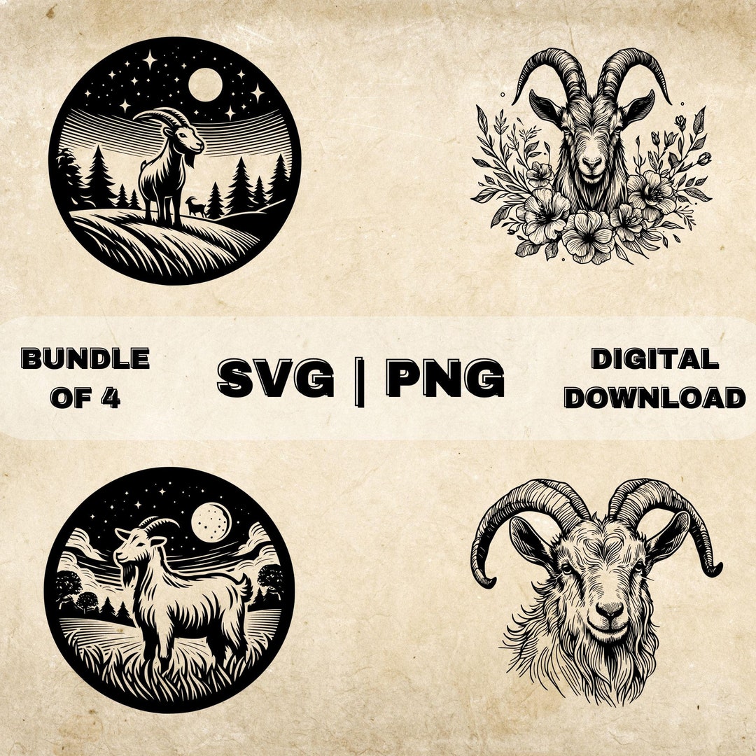 Goat SVG Bundle, Goat Clipart, Hand Drawn Farm Animal Theme Vector ...