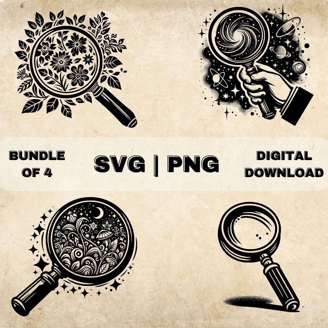 Magnifying Glass SVG Bundle, Magnifying Glass Clipart, Hand Drawn ...