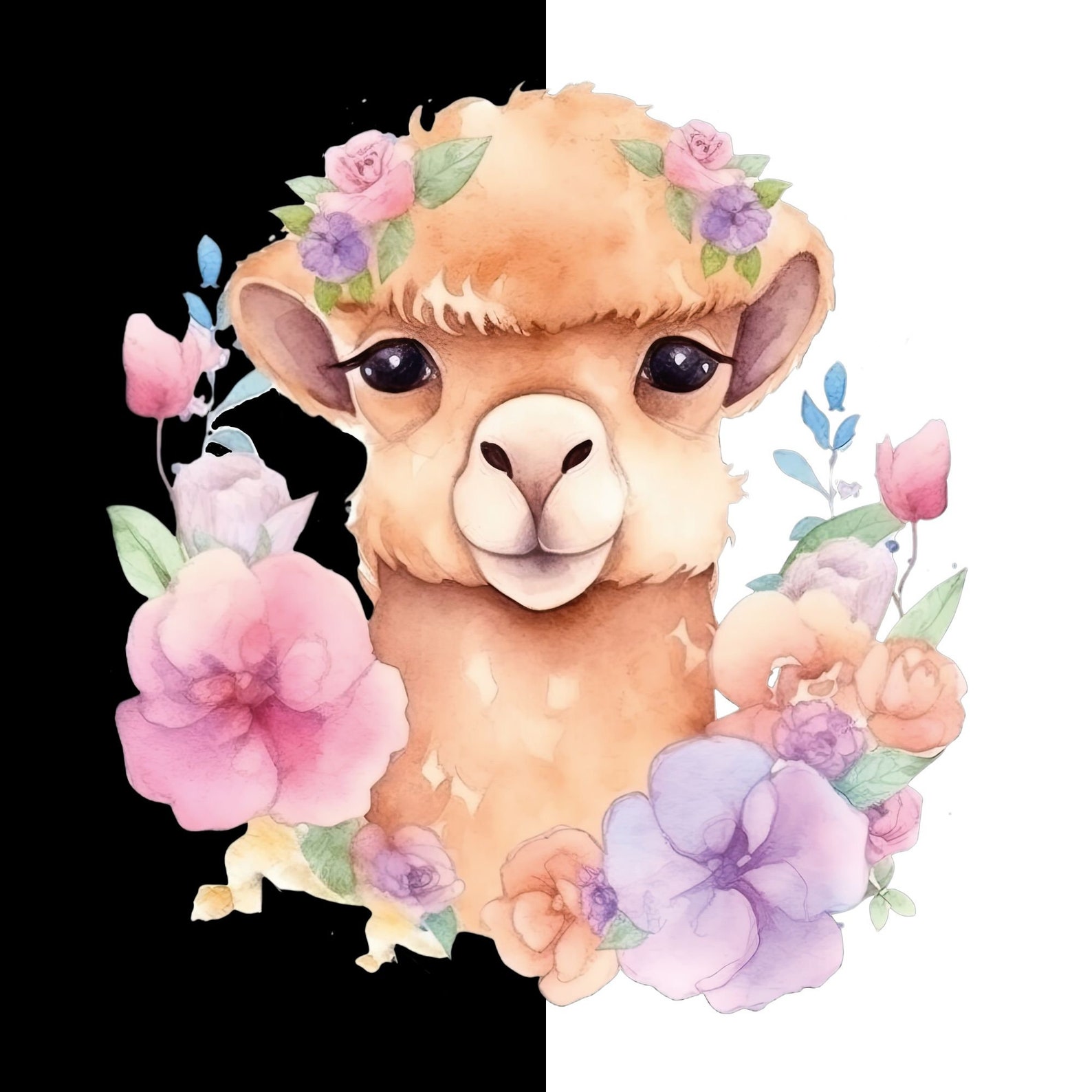 Cute Camel Clipart Watercolor Camels PNG Files Flowers and - Etsy