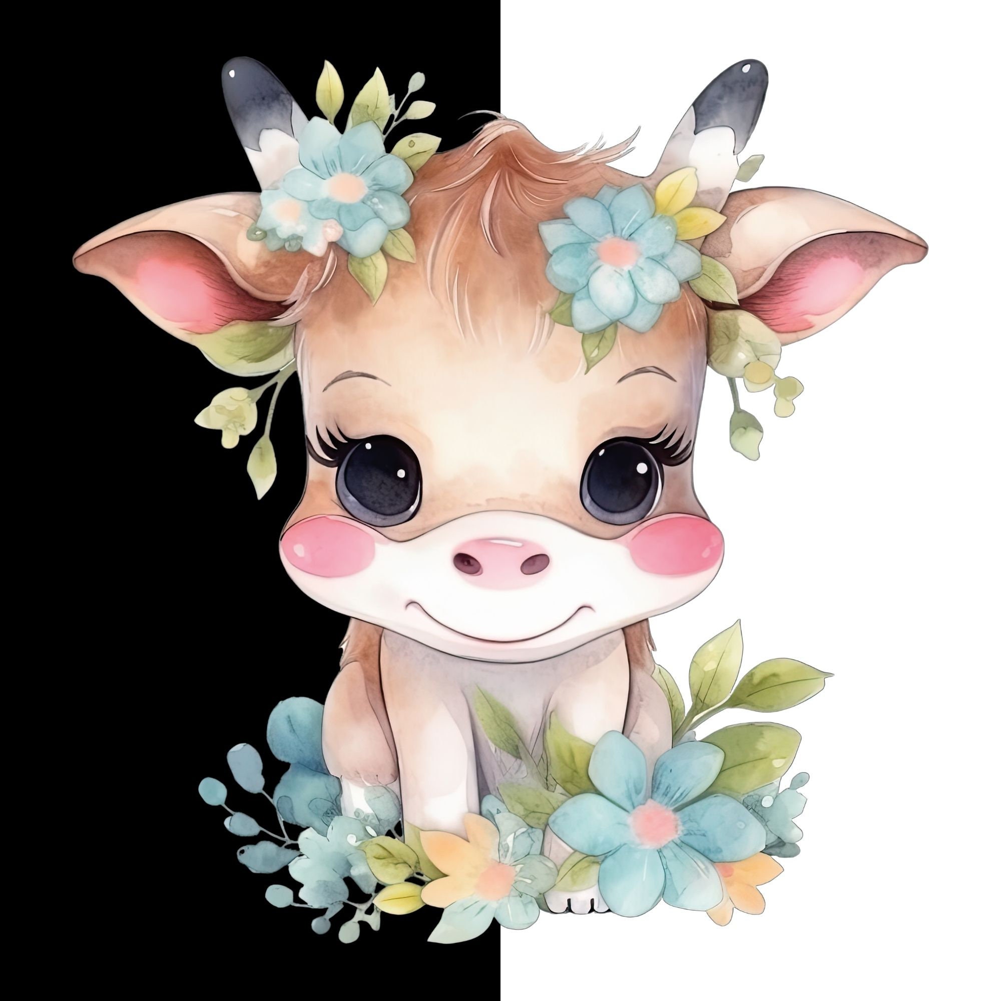Watercolor Cow Clipart Cute Cow PNG Farm Animal Clip Art for - Etsy ...