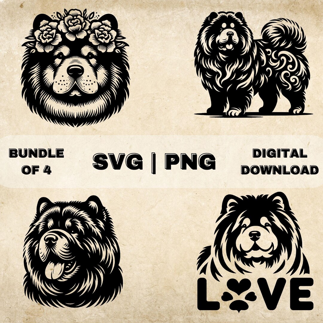 Chow Chow SVG Bundle, Chow Chow Clipart, Hand Drawn Dog Theme Vector ...