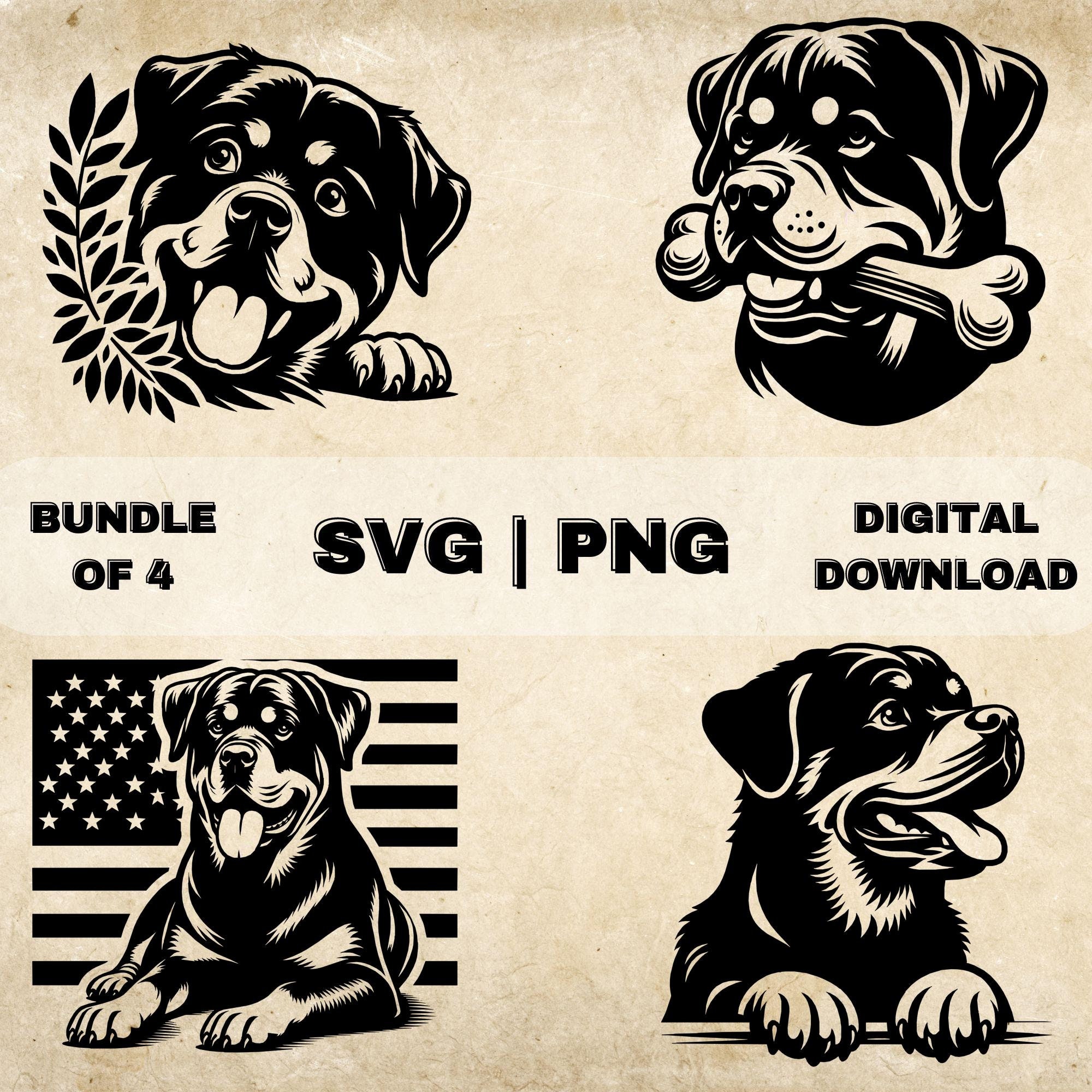 Rottweiler SVG Bundle, Rottweiler Clipart, Hand Drawn Dog Theme Vector ...