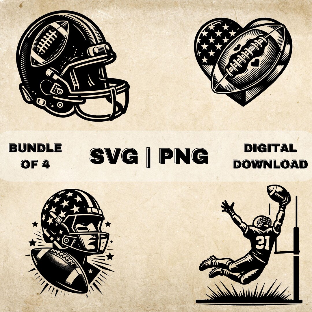 American Football SVG Bundle, Football Clipart, Hand Drawn Football ...