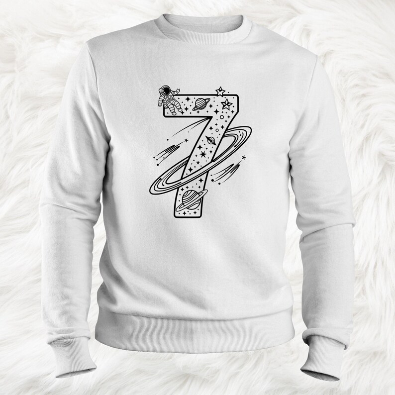 7th Birthday Space SVG PNG Files for Shirts & Crafts, Number 7 Space ...