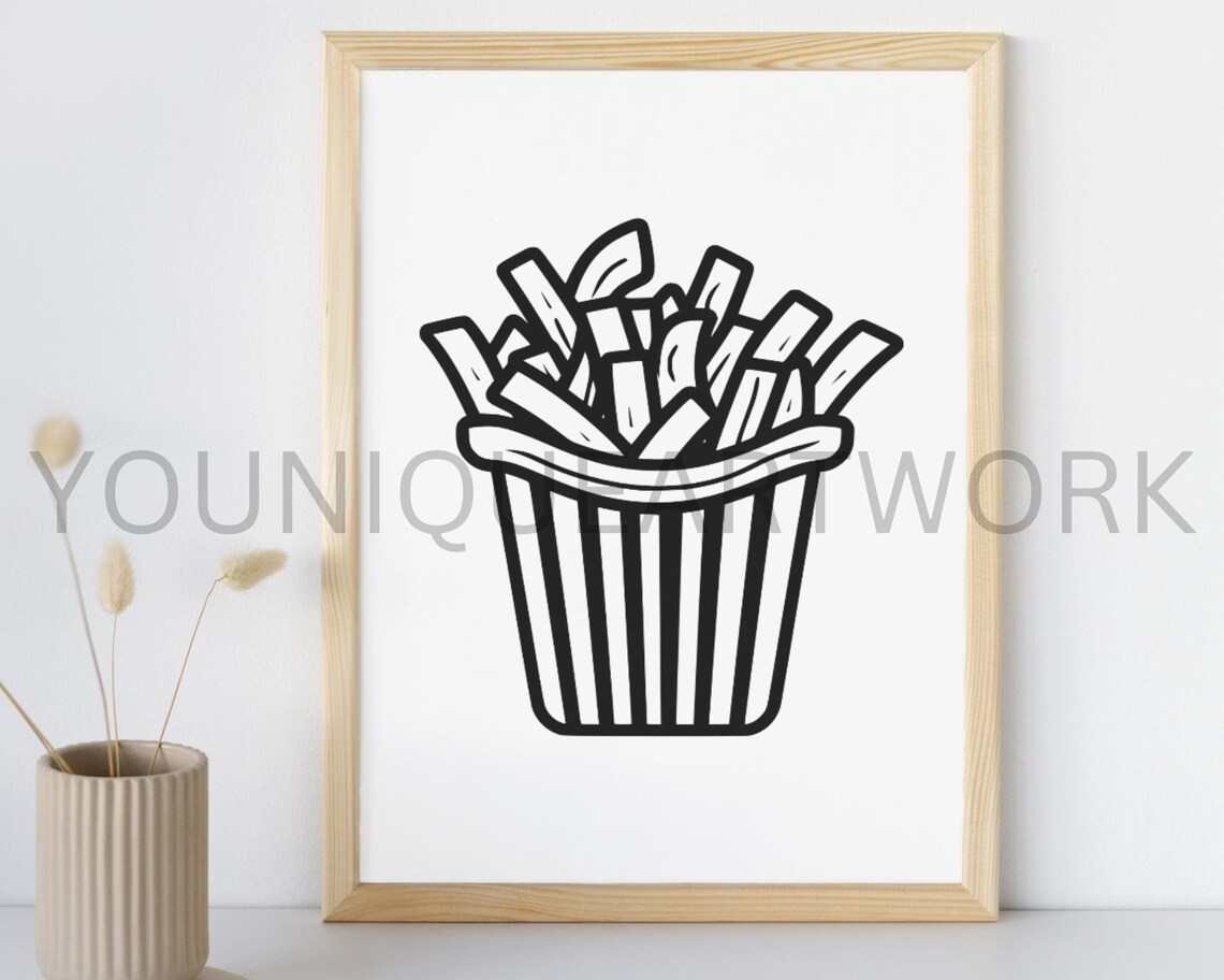 French Fries SVG Bundle PNG Fast Food Clipart Hand Drawn - Etsy