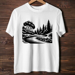 River Scene SVG Bundle, Landscape Clipart, Hand Drawn Nature Theme ...