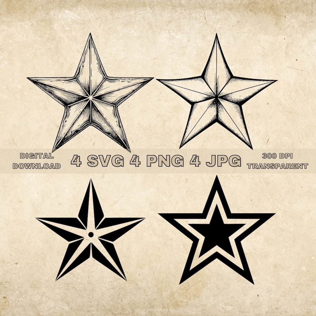 Star SVG Bundle, PNG, Star Clipart, Hand Drawn Stars Vector ...