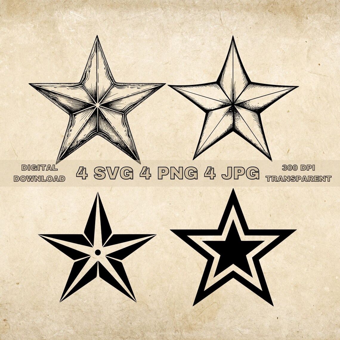 Star SVG Bundle PNG Star Clipart Hand Drawn Stars Vector - Etsy