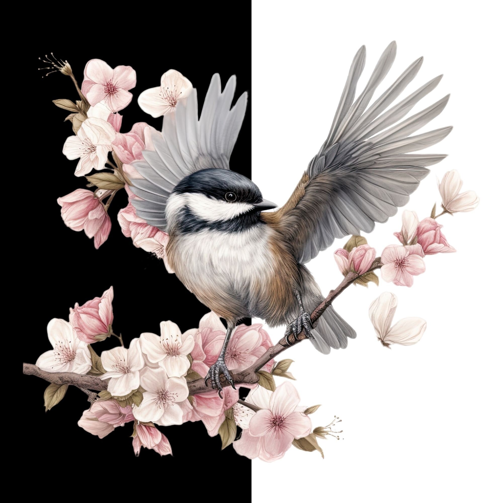 Chickadee Clipart, Chickadee PNG, Cute Birds Clip Art, Nursery Decor ...