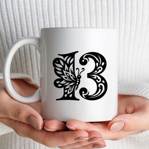 Number 13 SVG Bundle, 13th Birthday Clipart, Hand Drawn Thirteen Themed ...