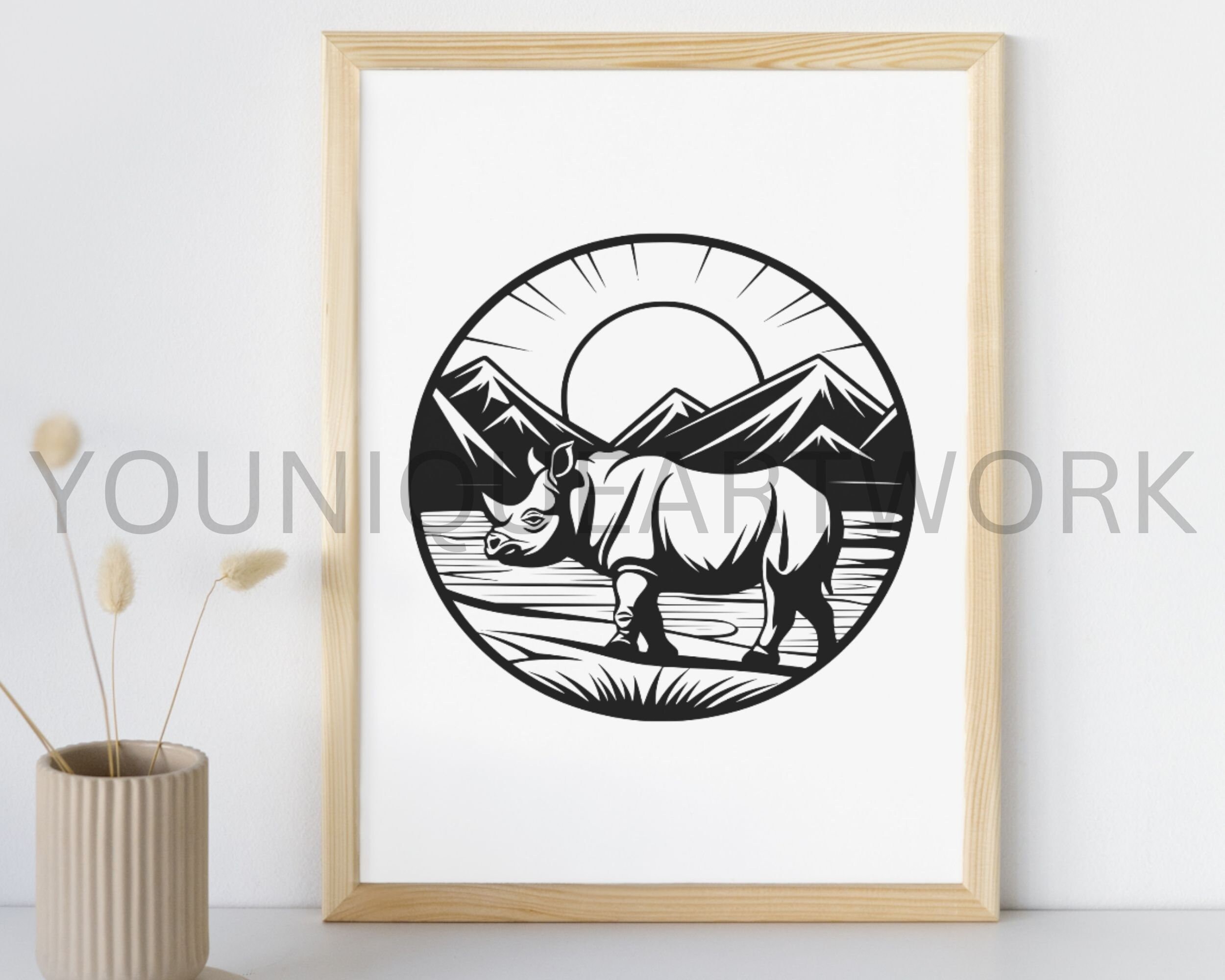 Rhinoceros SVG Bundle PNG Rhino Clipart Hand Drawn - Etsy