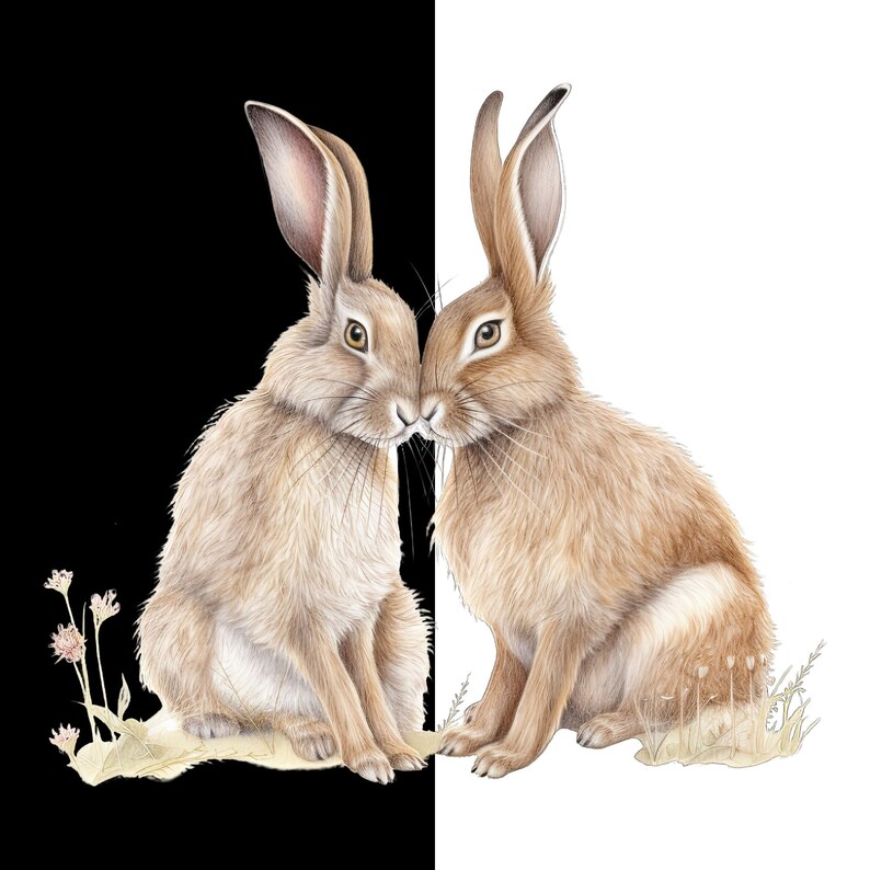 Floral Hare Clipart Hare PNG Files for Sublimation Hare Clip - Etsy