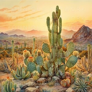 Cactus Art Print, Desert Printable Art, Cactus Painting Nursery Decor ...