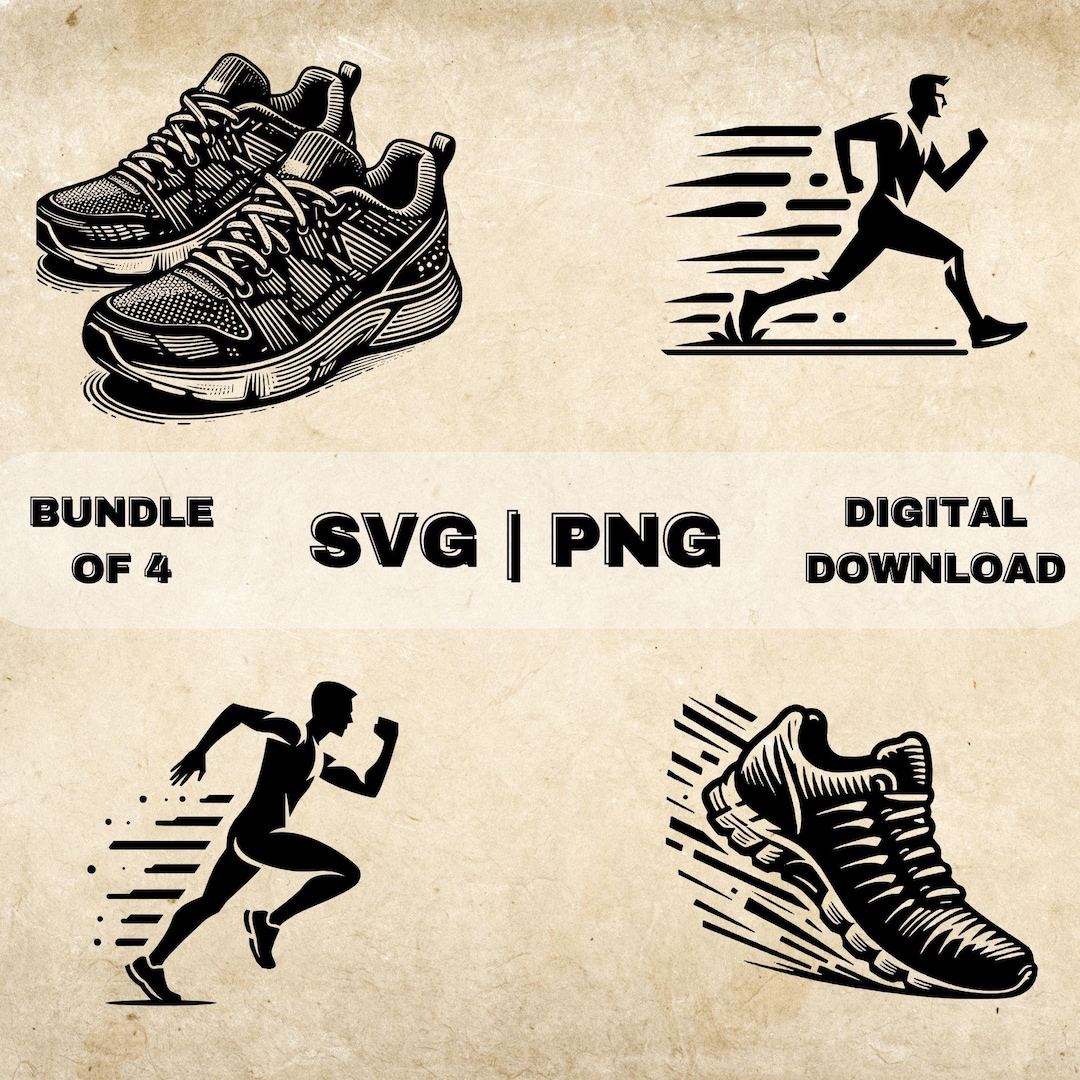 Running Shoes SVG Bundle, Running Clipart, Hand Drawn Shoes Theme ...