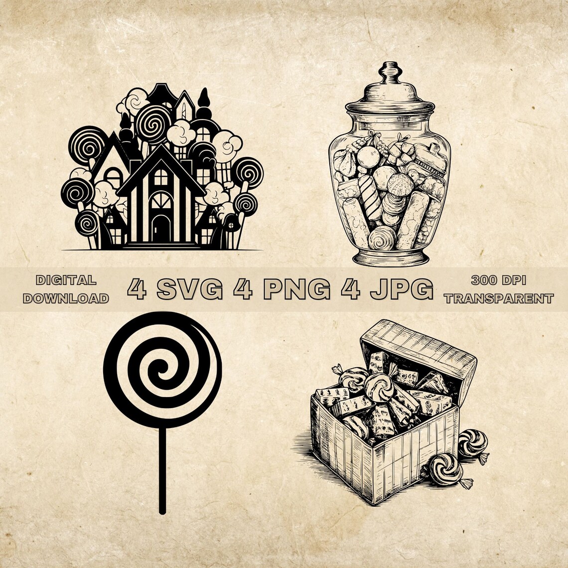 Candy SVG Bundle PNG Candies Clipart Hand Drawn Candy - Etsy