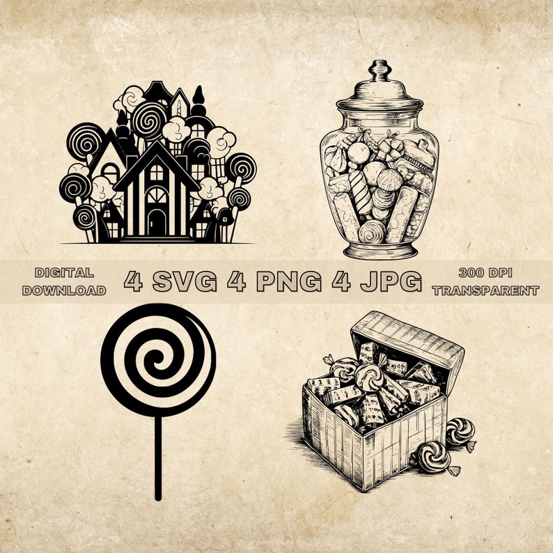 Candy SVG Bundle PNG Candies Clipart Hand Drawn Candy - Etsy