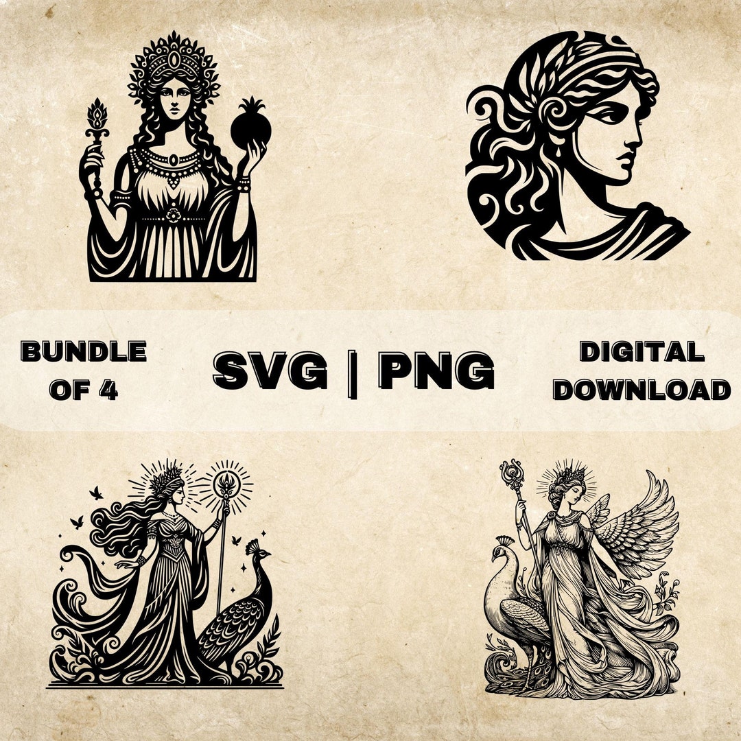 Hera SVG Bundle, Greek Goddess Clipart, Hand Drawn Ancient Greek ...