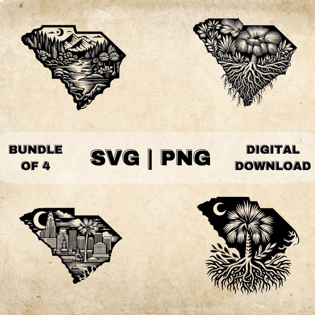 South Carolina State SVG Bundle, South Carolina Clipart, SC State ...