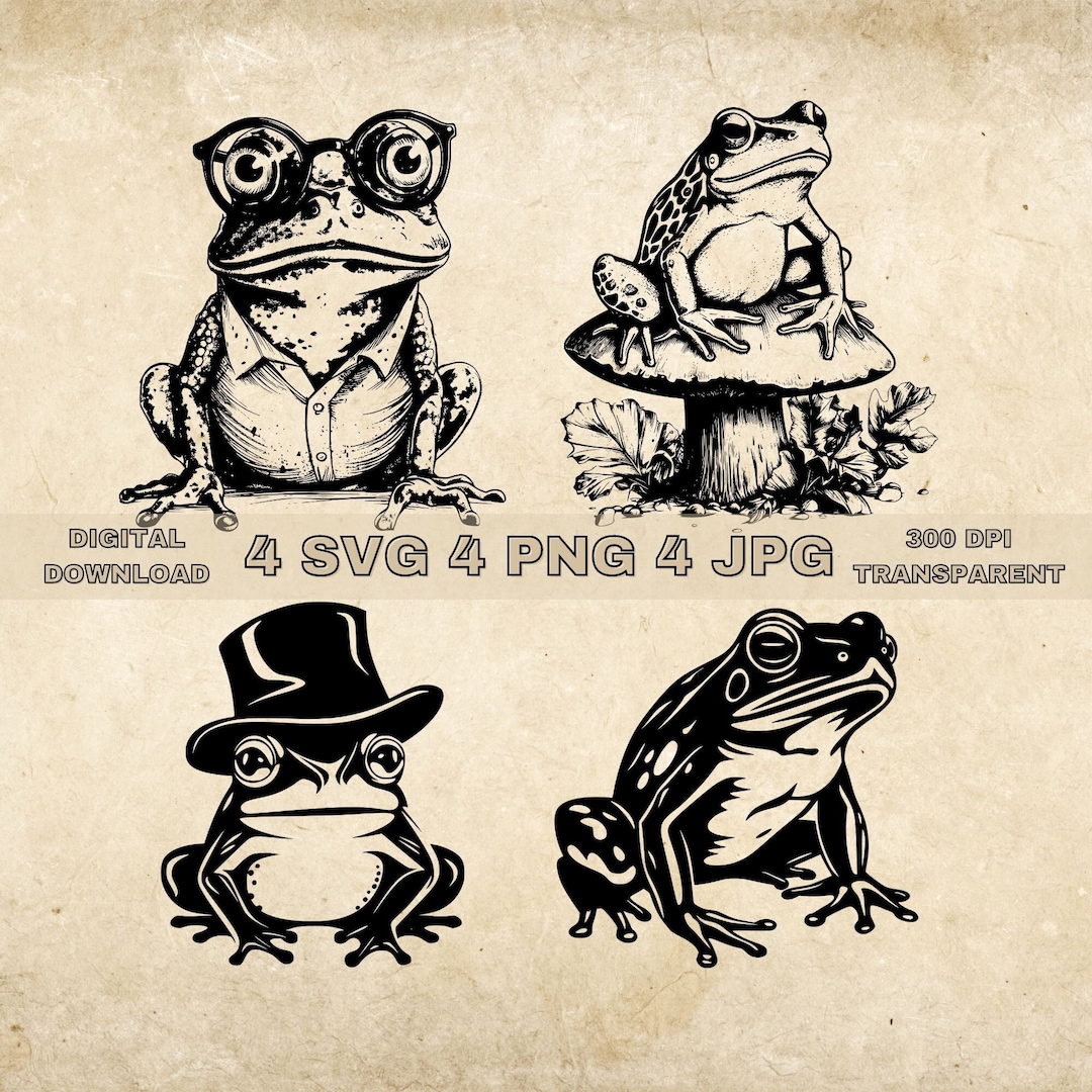 Frog SVG Bundle, PNG, Cute Frog Clipart, Hand Drawn Frogs Vector ...