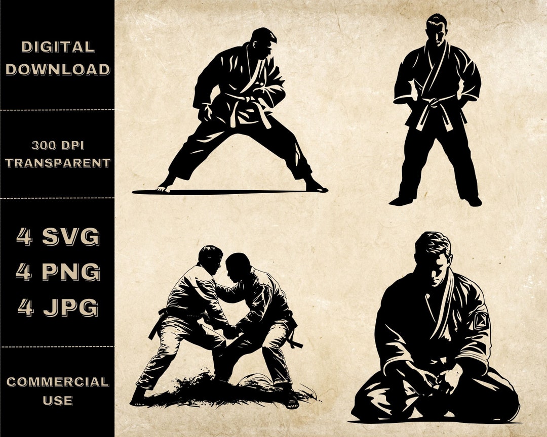 Jiu Jitsu SVG Bundle, PNG, Martial Arts Clipart, Hand Drawn Jiu Jitsu ...