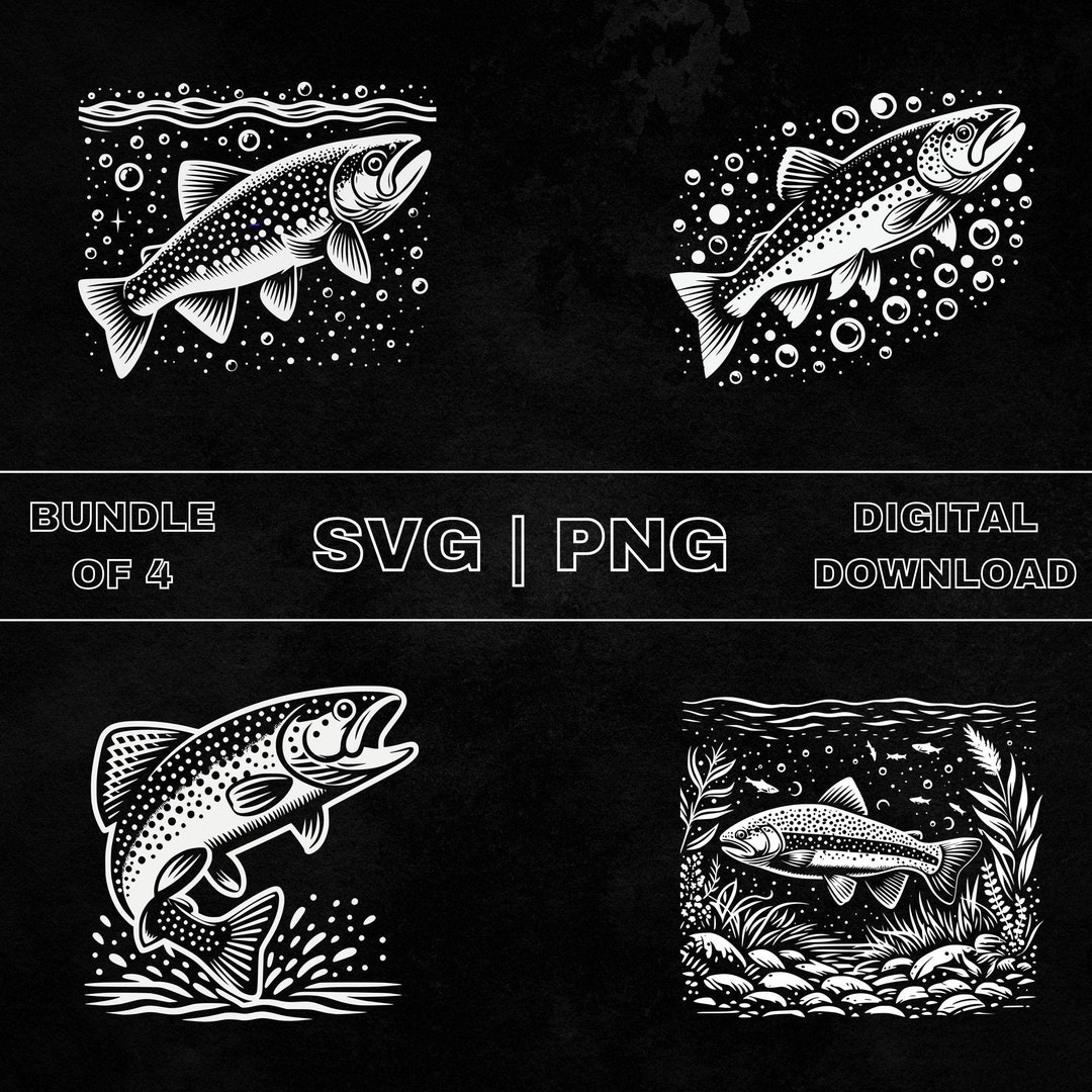 Brook Trout SVG Bundle, Trout Fish Clipart, Hand Drawn Fishing Theme ...