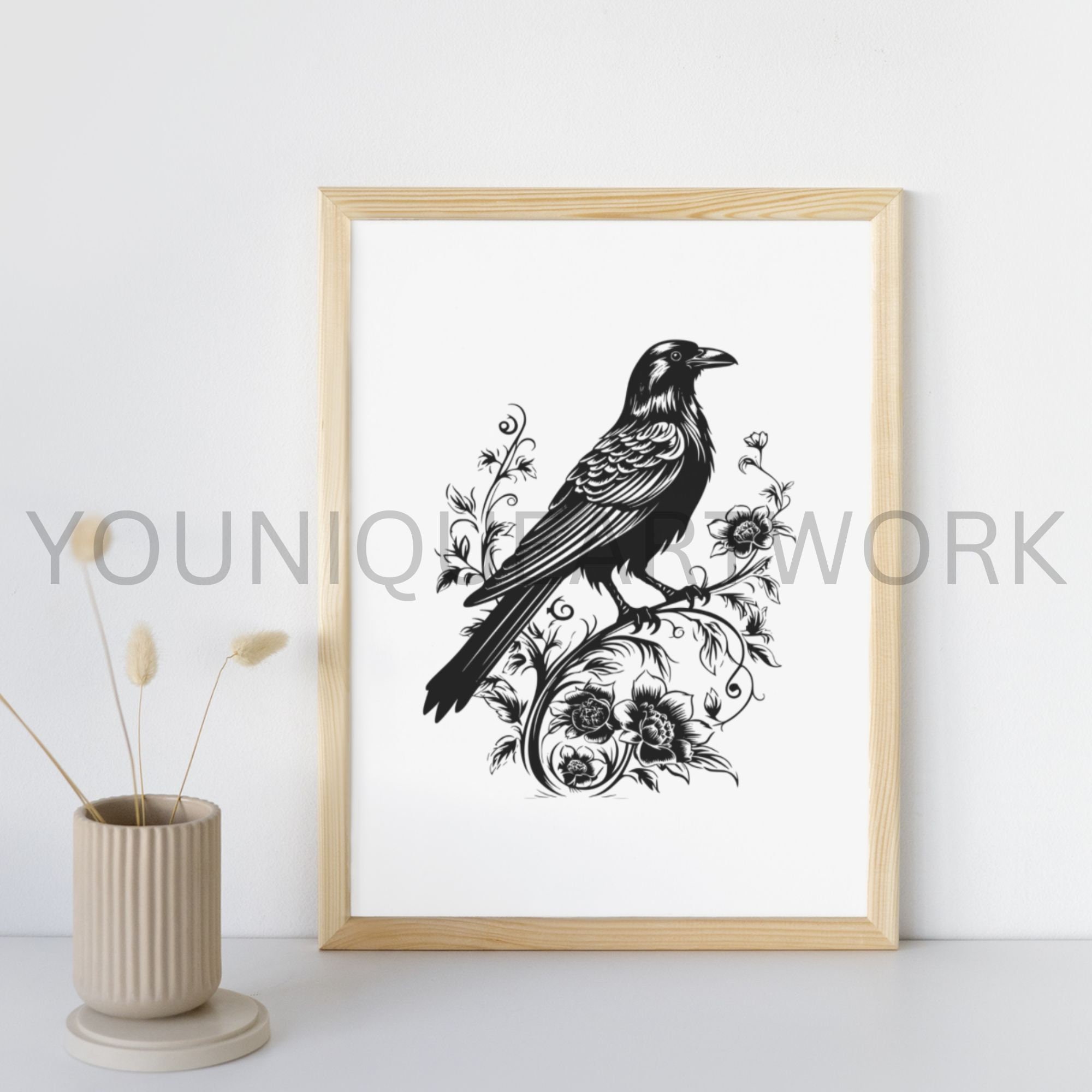 Raven SVG Bundle PNG Crows Clipart Hand Drawn Raven Vector - Etsy